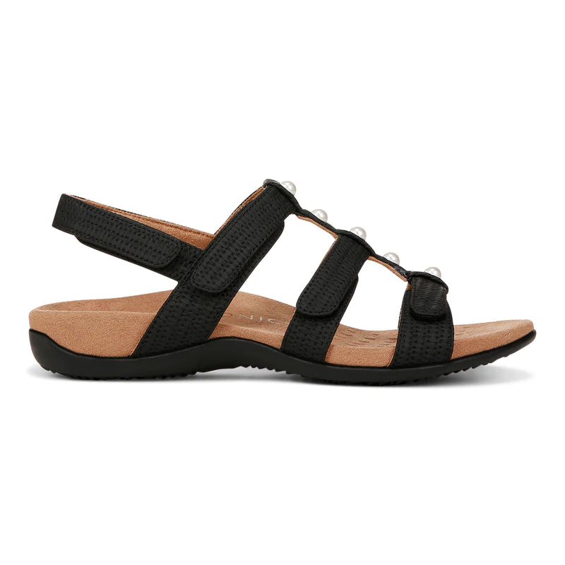 WOMEN'S VIONIC AMBER PEARL BLACK SANDAL – Omars Shoes