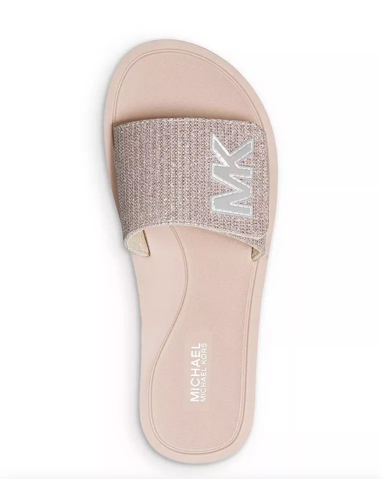 WOMEN'S MICHAEL KORS MK PLATFORM GLITTER CHAIN SLIDE – Omars Shoes